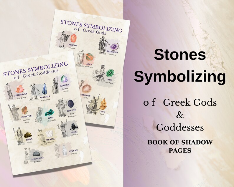 Greek Mythology Gemstones Printable Pages: Book of Shadows (digital ...