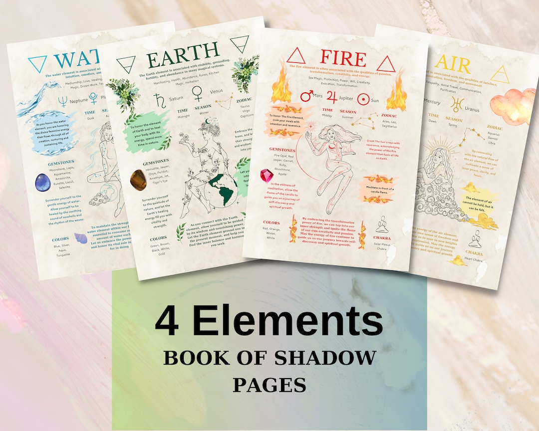 Four Elements Grimoire Pages: Witch Book of Shadows (digital Download ...