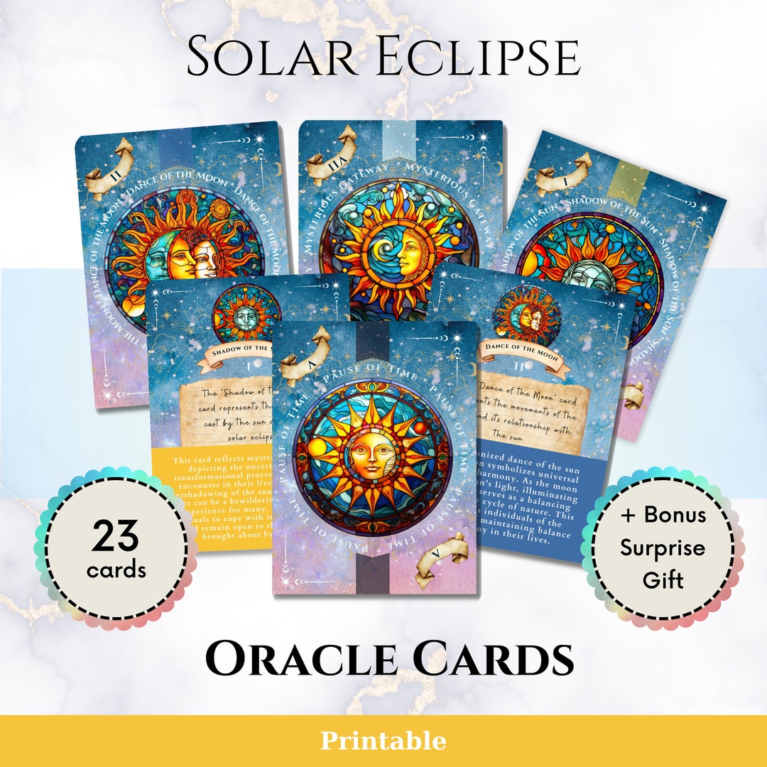 Solar Eclipse Oracle Cards - Printable Total Eclipse 2025 Notes ...