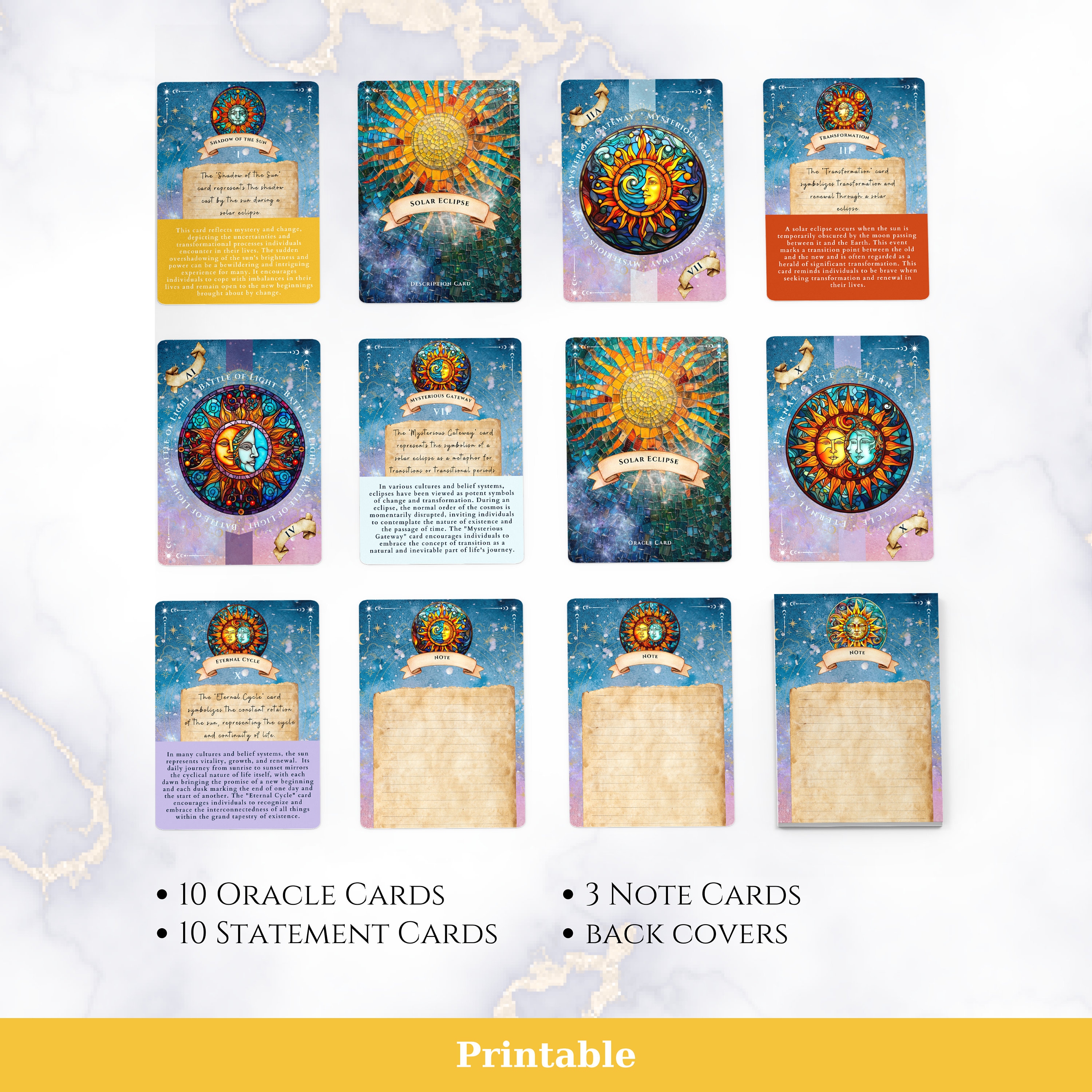 Solar Eclipse Oracle Cards Printable Total Eclipse 2024 Notes Eclipse ...