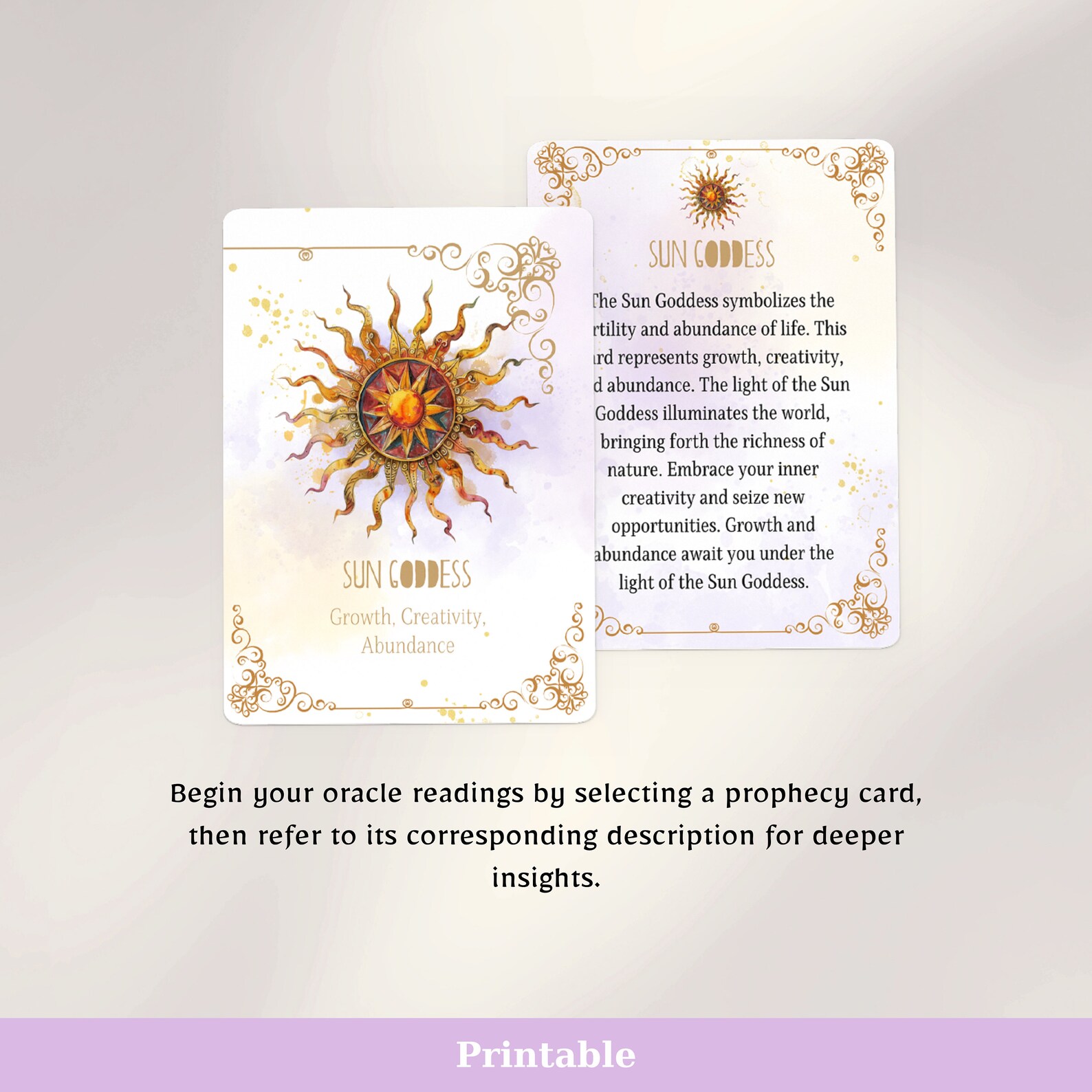 Litha Oracle Cards - Printable Sabbat Notes - Summer Solstice ...