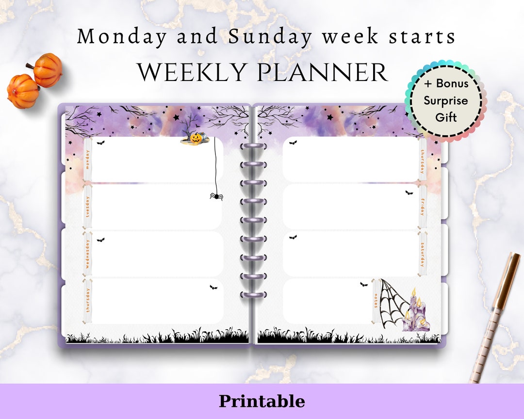 Halloween Weekly Planner Printable: Samhain Witch Theme (digital ...