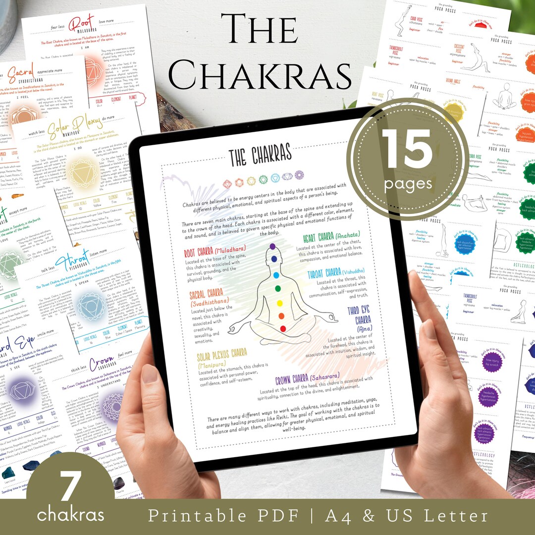 7 Chakra Guide Sheets - Yoga Poses of Chakras - Printable Book of ...