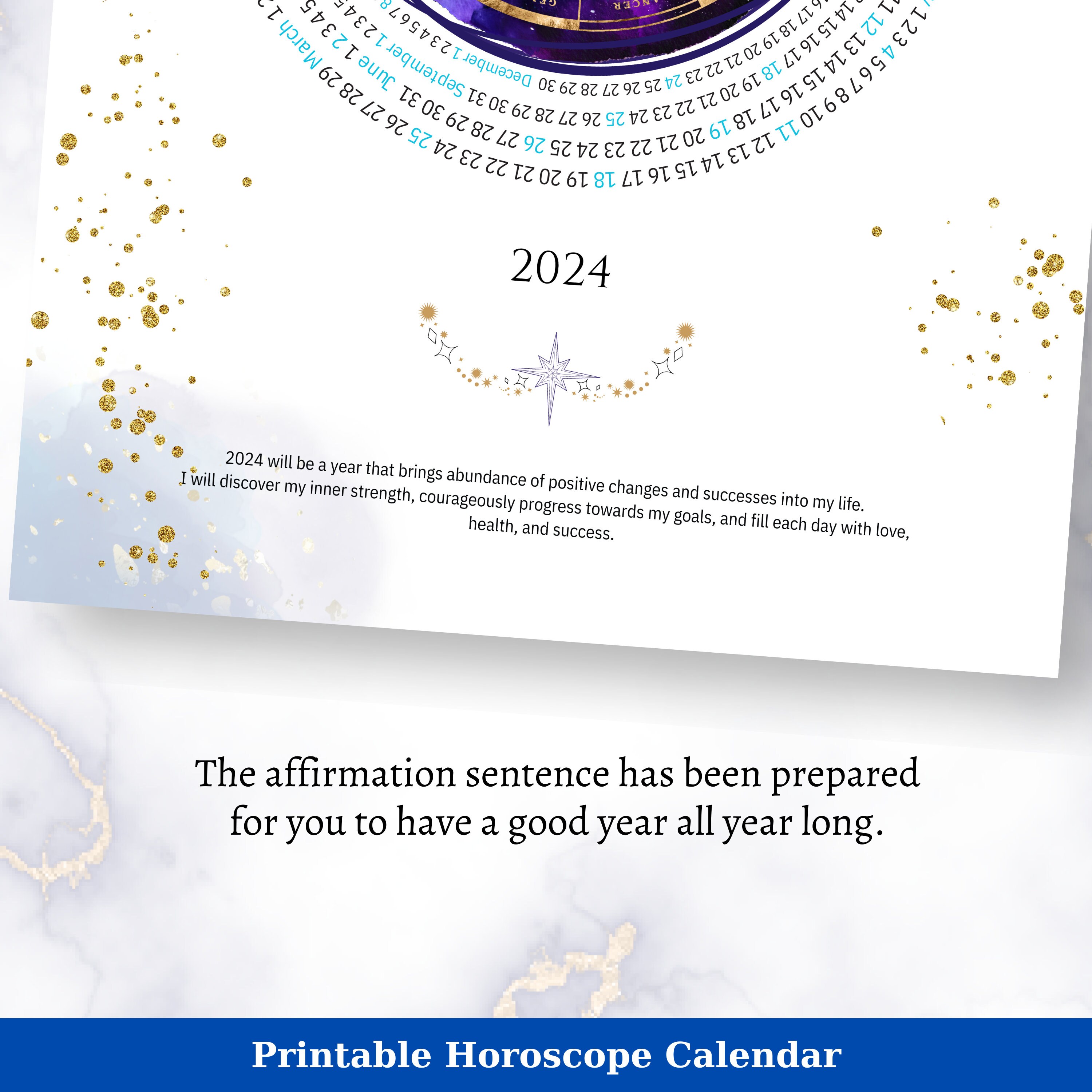 Astro Cycle 2024 Yearly Calendar Wall Art Printable Astrological Zodiac ...