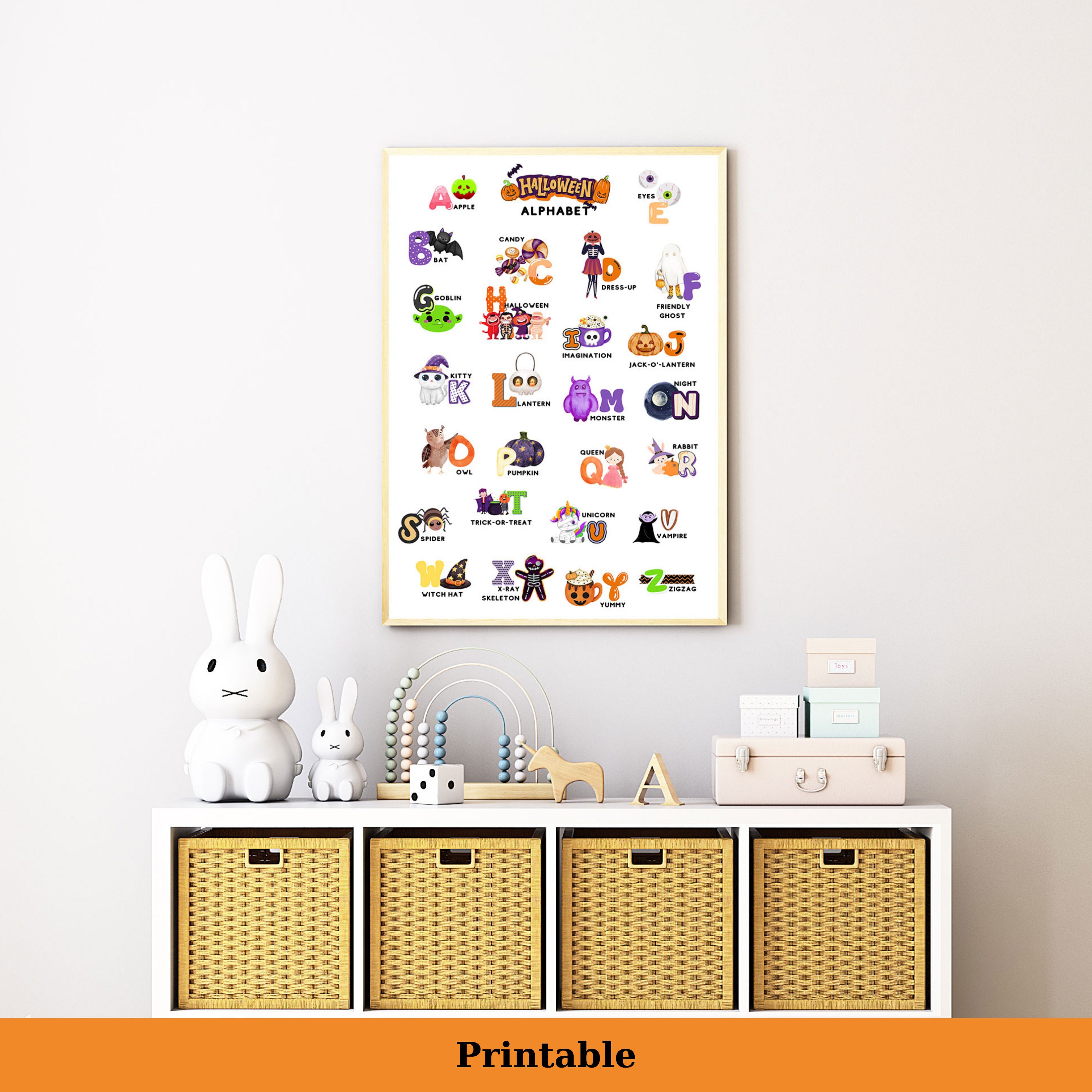 Halloween Alphabet Wall Art - Printable Poster Design - Fun ...