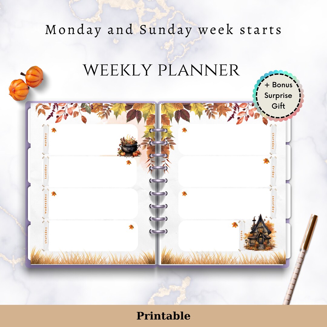 Autumn Witch Weekly Planner Printable: Undated Mabon Planner (PDF) - Etsy