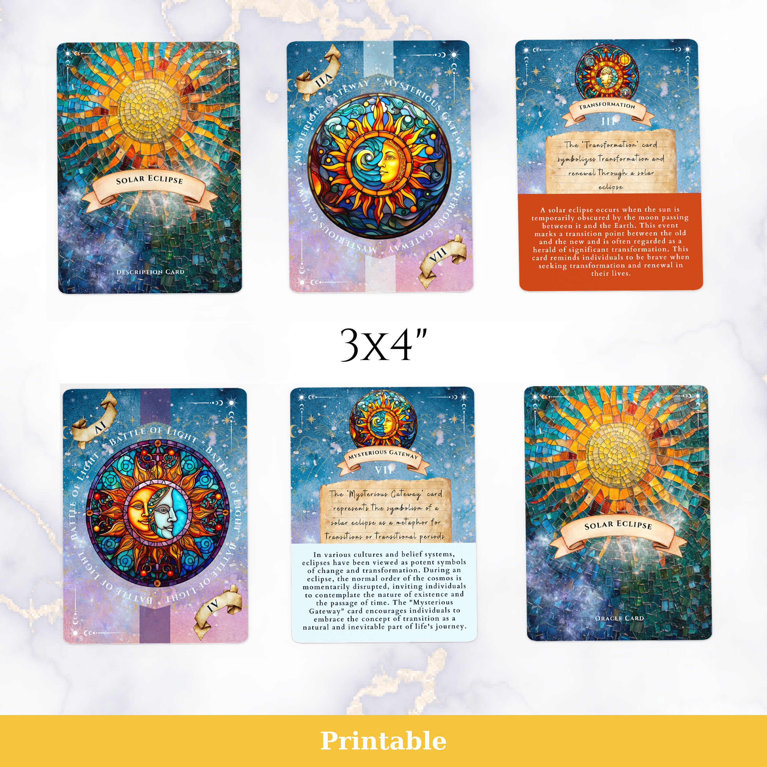 Solar Eclipse Oracle Cards Printable Total Eclipse 2024 Notes Eclipse ...