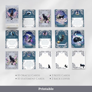 Black Cat Oracle Cards - Printable Notes - Witch Cat Meditation ...