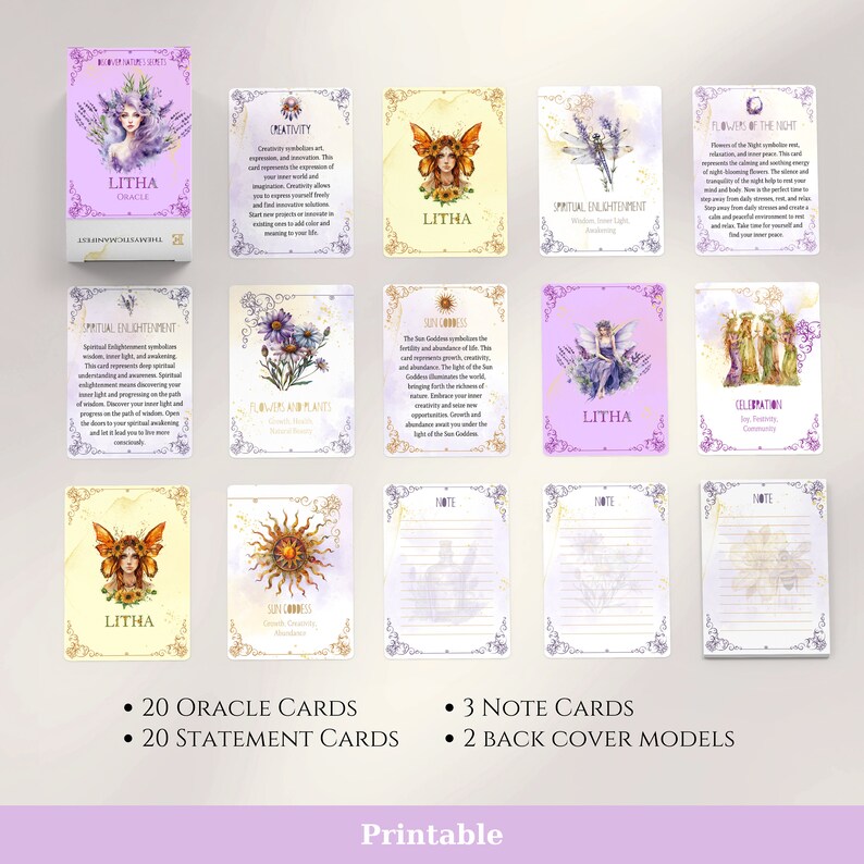 Litha Oracle Cards - Printable Sabbat Notes - Summer Solstice ...