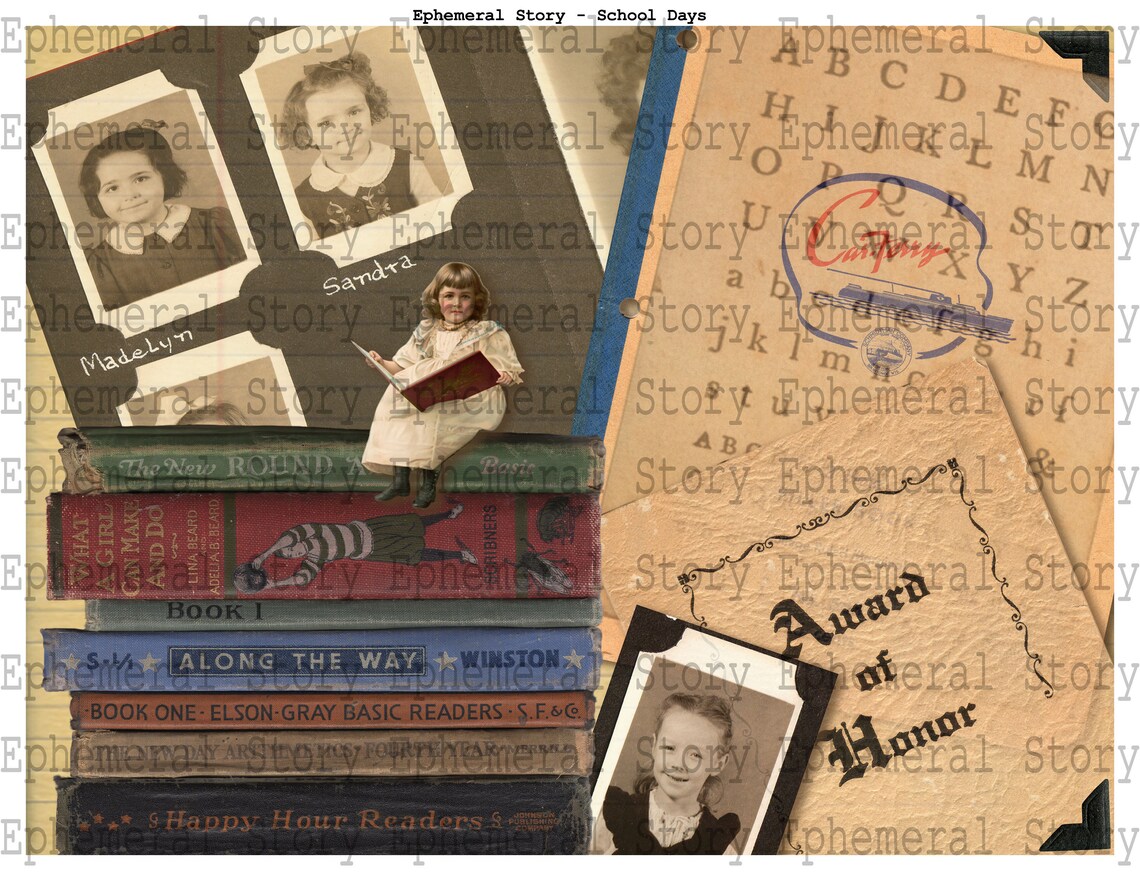 School Days Digital Kit Junk Journal Scrapbook Digi Kit Printable ...