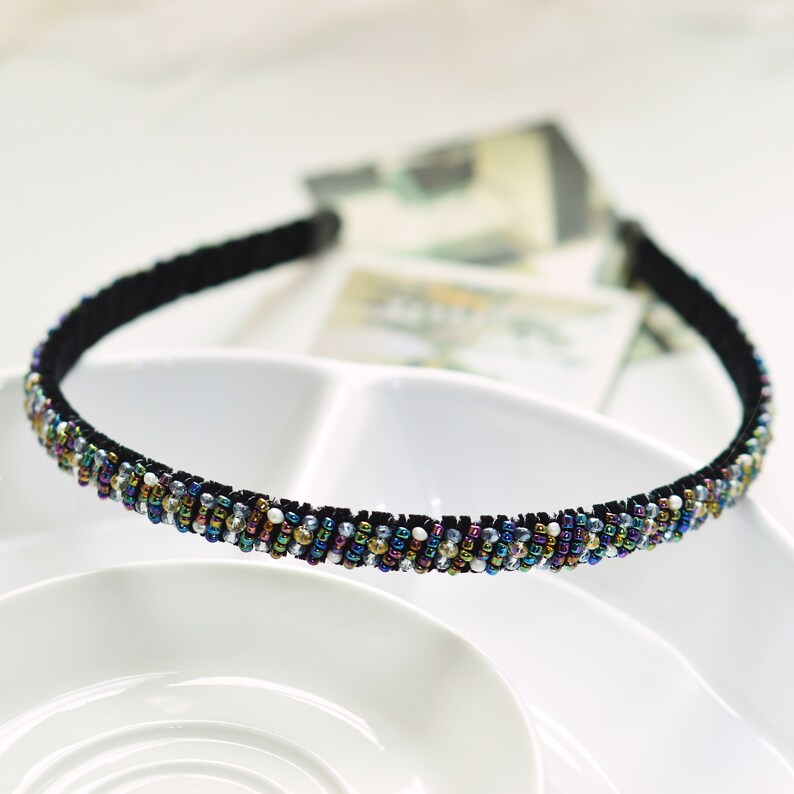 Vintage Pearl Wide Headband Womencrystal Beaded Thin - Etsy