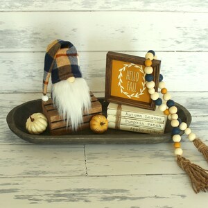 Navy Fall Decor Rustic Farmhouse Tier Tray Navy Blue Orange Mustard ...