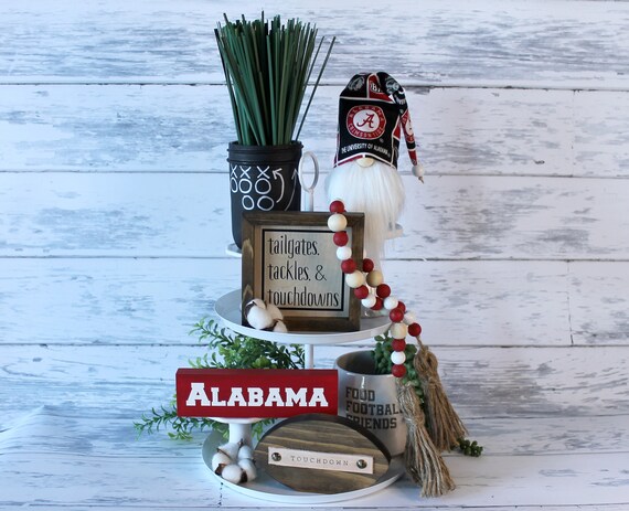 Alabama Decor Set Tiered Tray Alabama Crimson Tide Gnome - Etsy