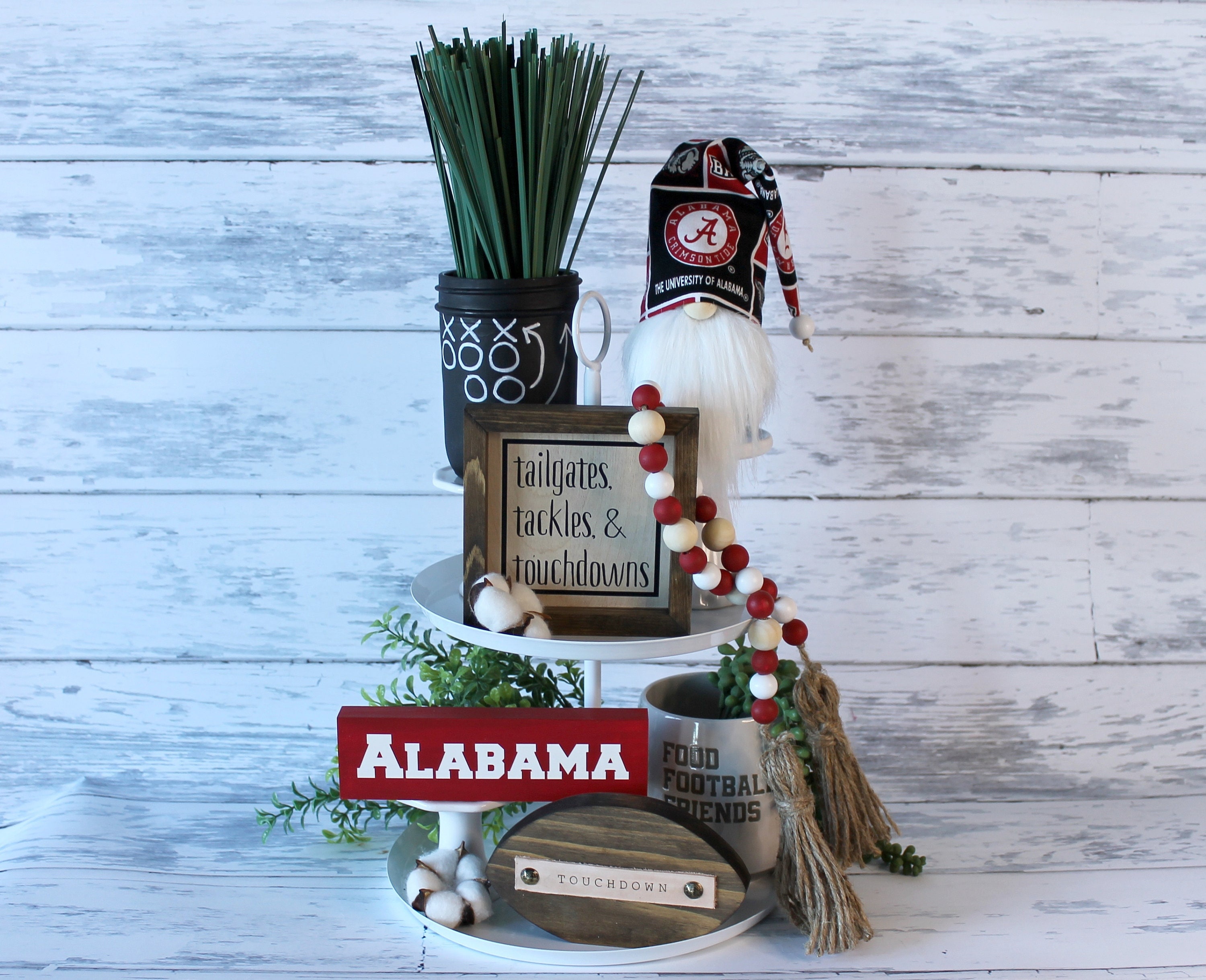 Alabama Decor Set Tiered Tray Alabama Crimson Tide Gnome - Etsy