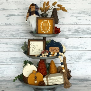 Navy Fall Decor Rustic Farmhouse Tier Tray Navy Blue Orange Mustard ...