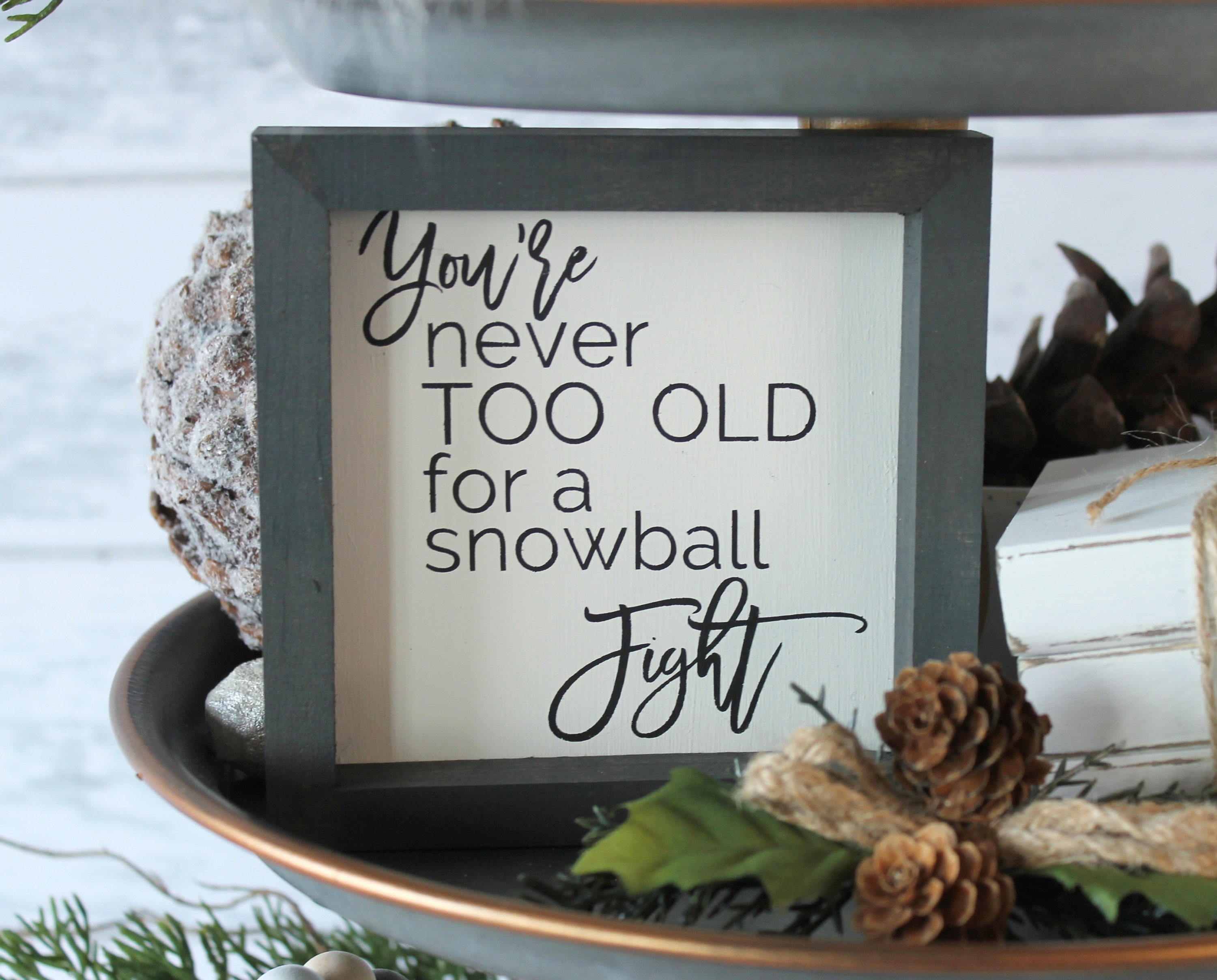 Snowball Fight Sign Rustic Winter Christmas Farmhouse Tiered - Etsy