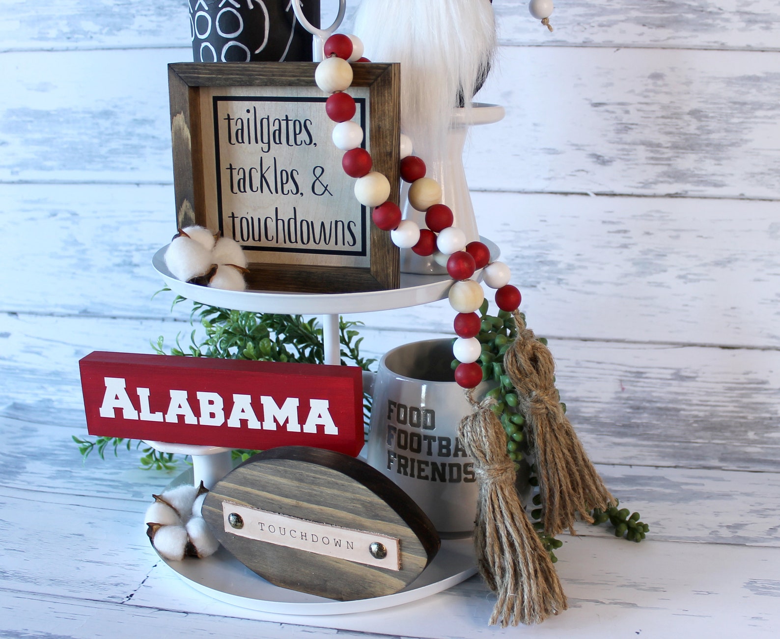 Alabama Decor Set Tiered Tray Alabama Crimson Tide Gnome - Etsy