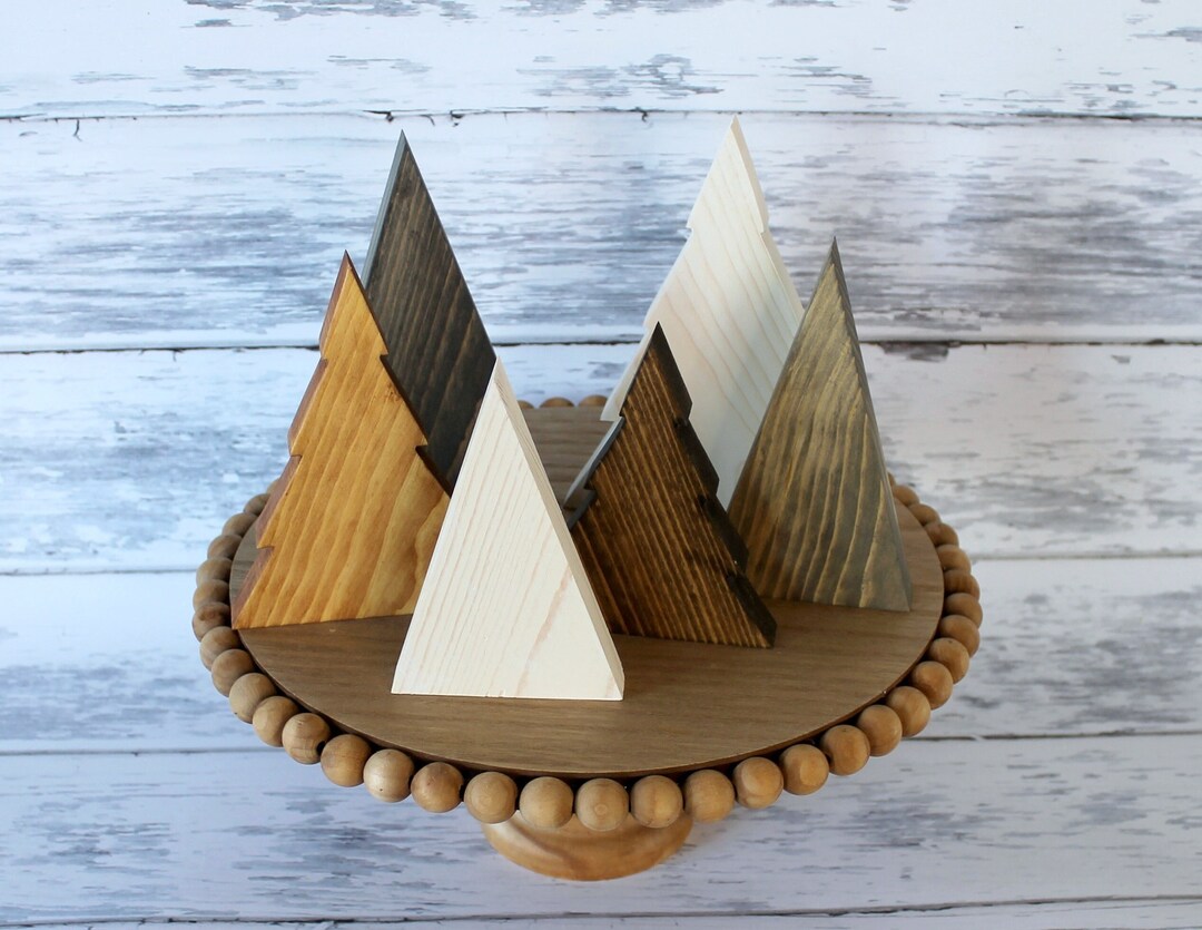 Forest Wood Trees Farmhouse Tiered Tray Rustic Winter Fall Christmas ...