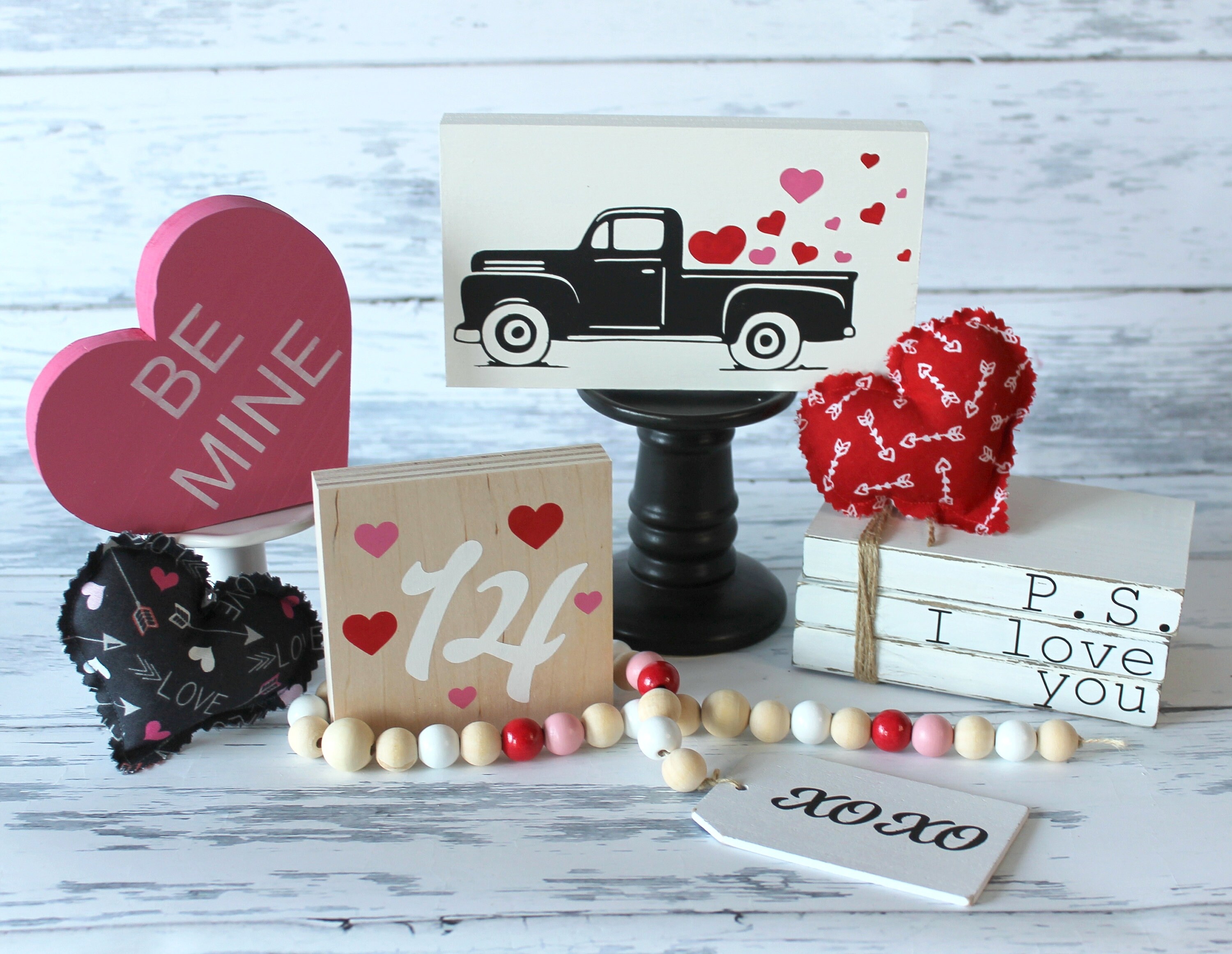 PS I Love You Book Stack Valentine's Day Farmhouse Wood | Etsy