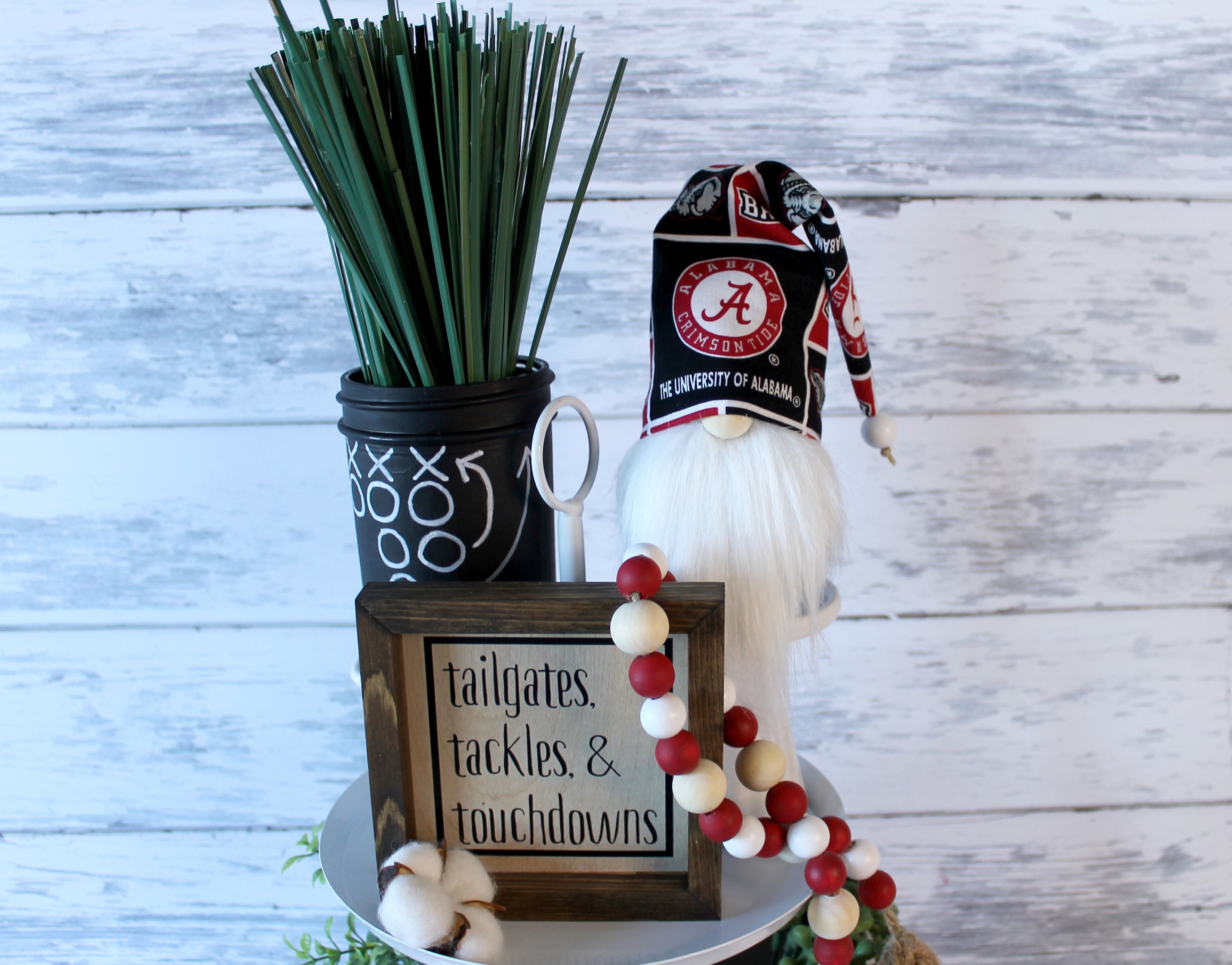 Alabama Decor Set Tiered Tray Alabama Crimson Tide Gnome - Etsy