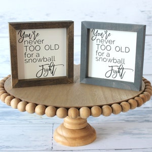 Snowball Fight Sign Rustic Winter Christmas Farmhouse Tiered Tray Ski ...