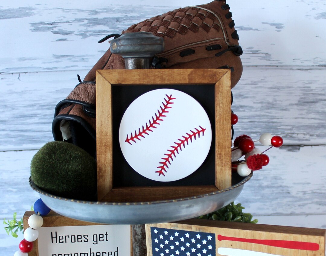 Baseball Sign Tiered Tray Boy's Room Decor Baseball Framed Sign ...