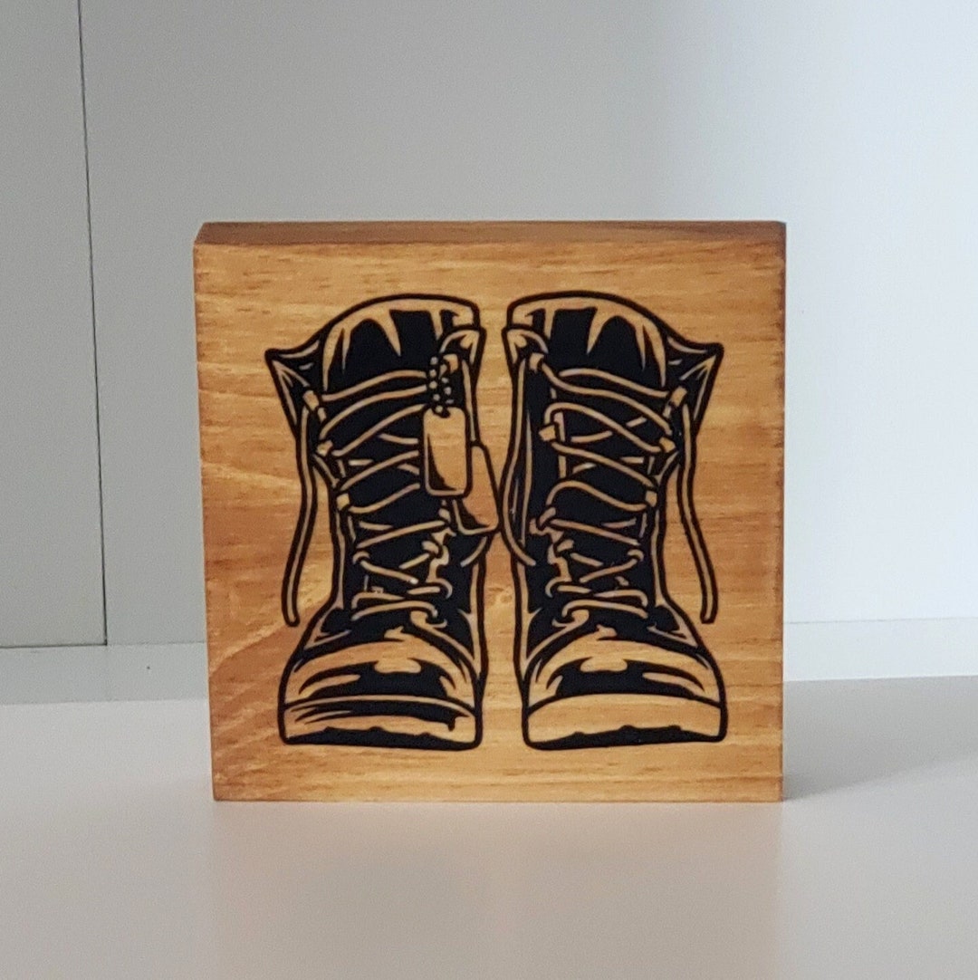 Military Boots Sign - Tiered Tray Decor Army Navy Air Force Marines ...