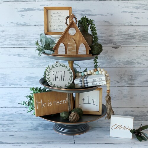 Easter Decor Christian Tiered Tray Decor Farmhouse Rustic - Etsy