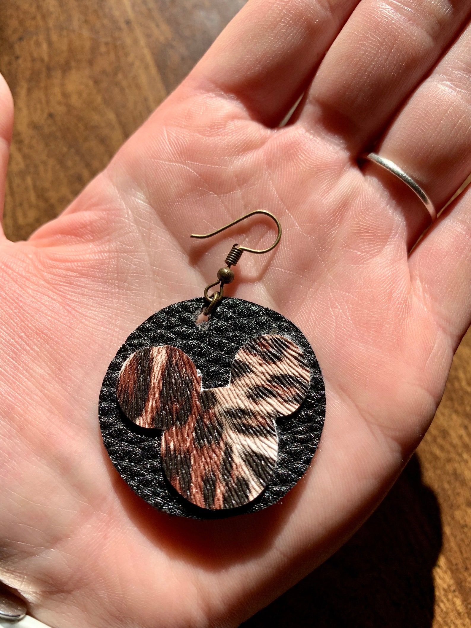 Leopard Print Mickey Head on Black Dangle Earrings - Etsy