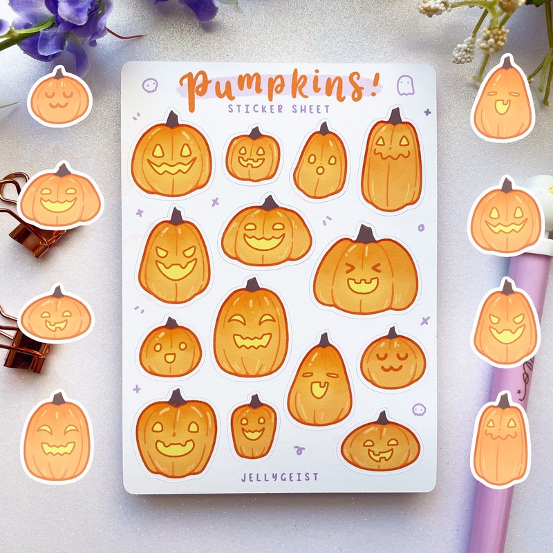 Pumpkin Stickers - Etsy
