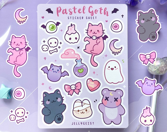 Pastel Goth Sticker Sheet | Cute for Planners Bullet Journal Notebook ...