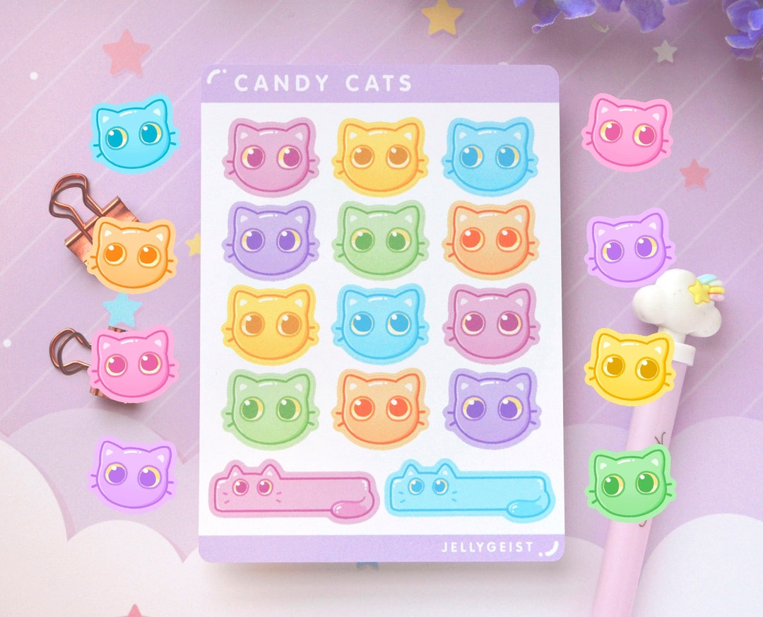 Candy Cats Planner Sticker Sheet Cute for Planners Bullet Journal ...