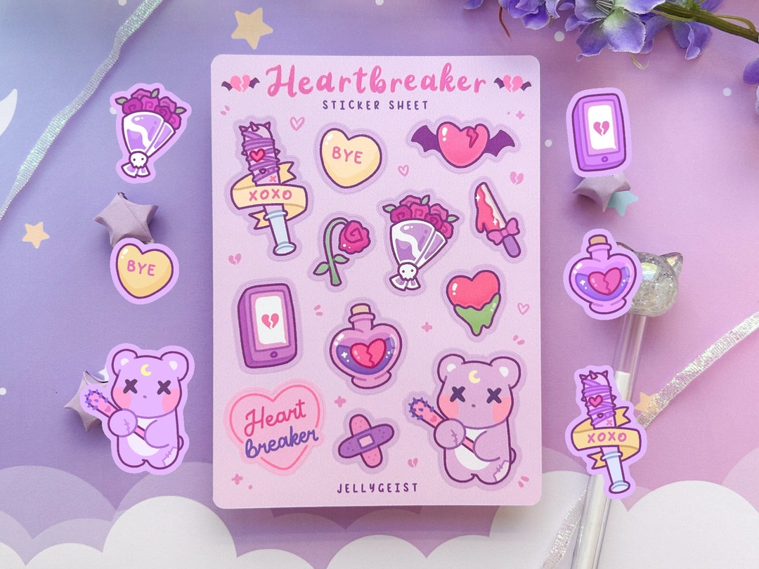 Heartbreaker Sticker Sheet | Cute for Planners Bullet Journal Notebook ...