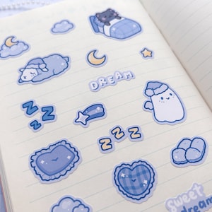 Sleepy Dreams Sticker Sheet Cute for Planners Bullet Journal Notebook ...