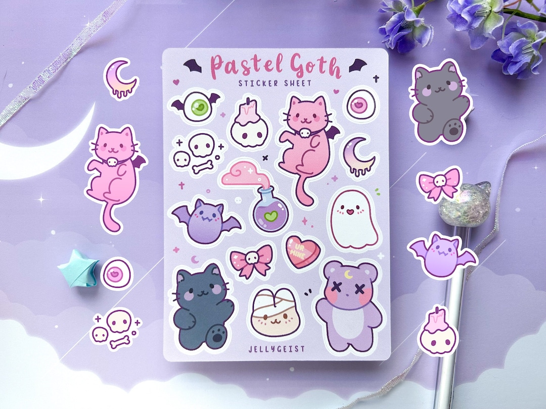 Pastel Goth Sticker Sheet Cute for Planners Bullet Journal Notebook or ...
