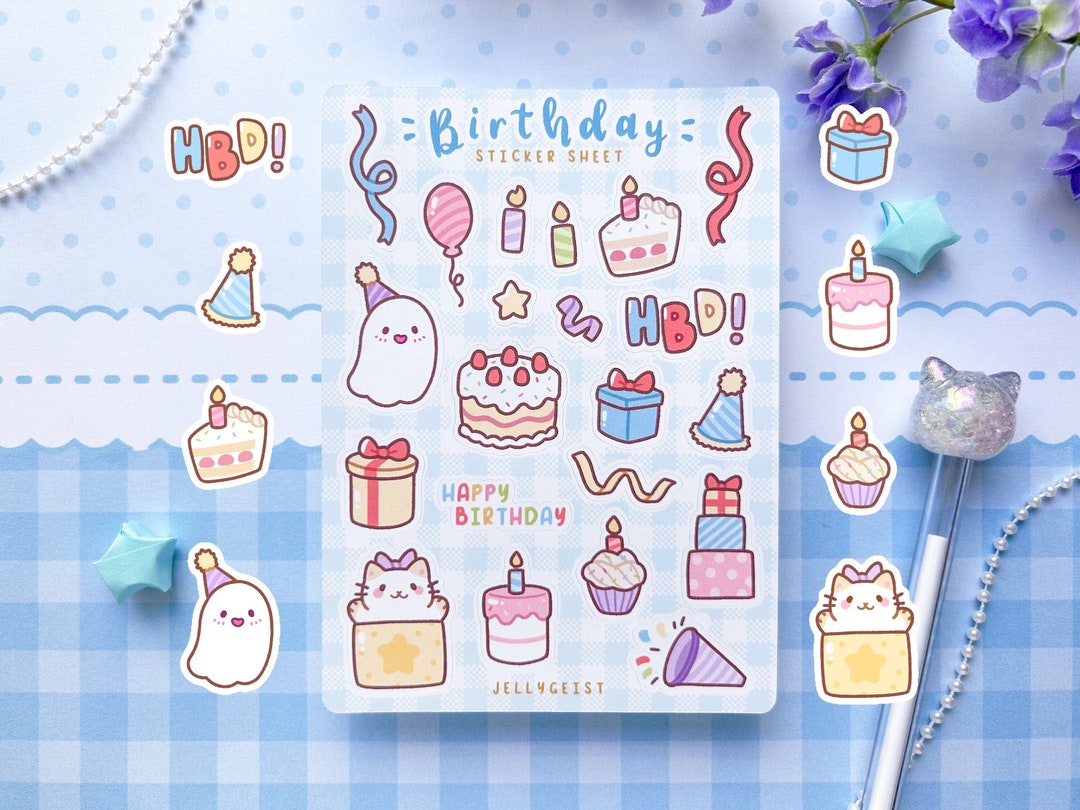 Happy Birthday Sticker Sheet | Cute for Planners Bullet Journal ...