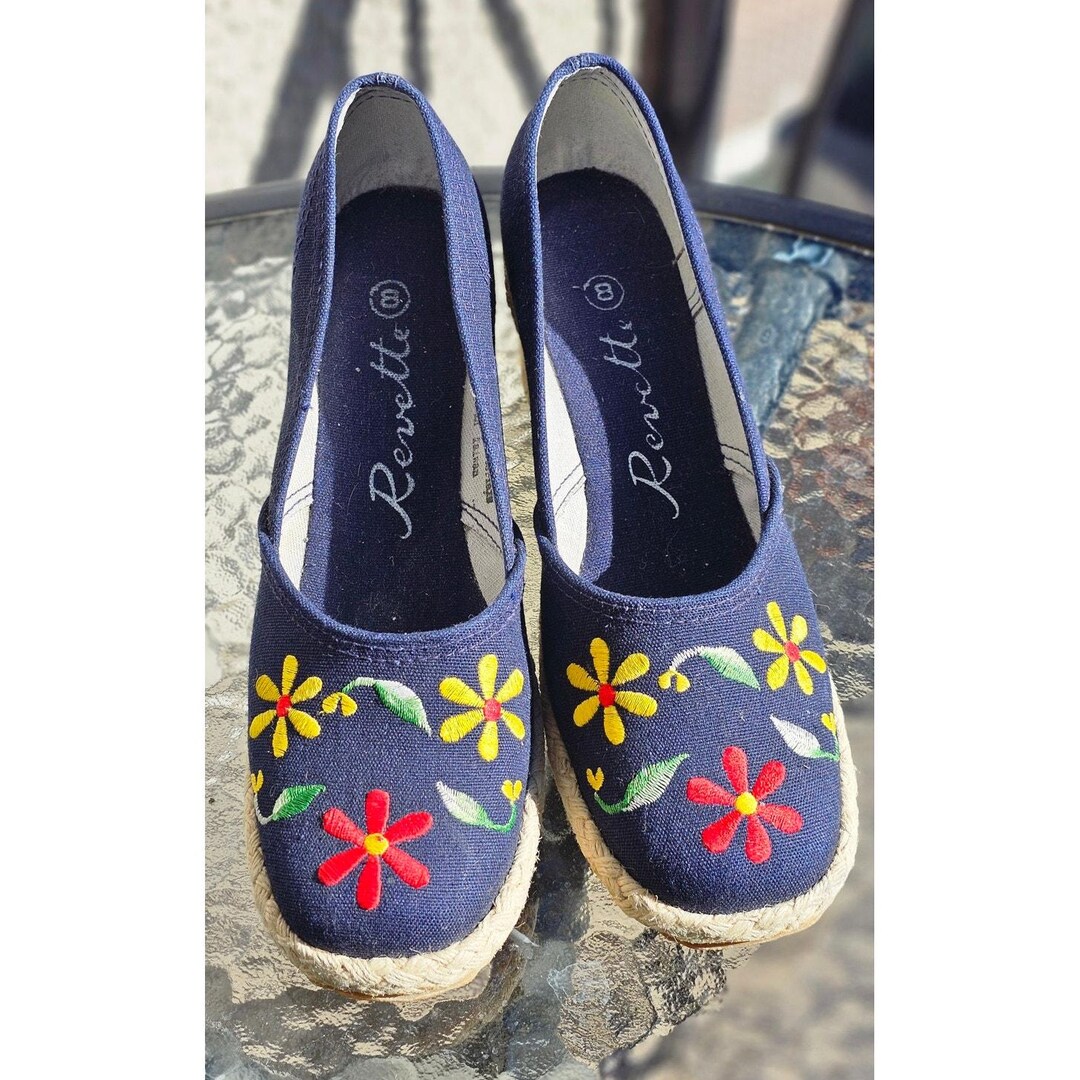Vintage 1950s Revette Wedge Shoes With Floral Design Size 8 - Etsy