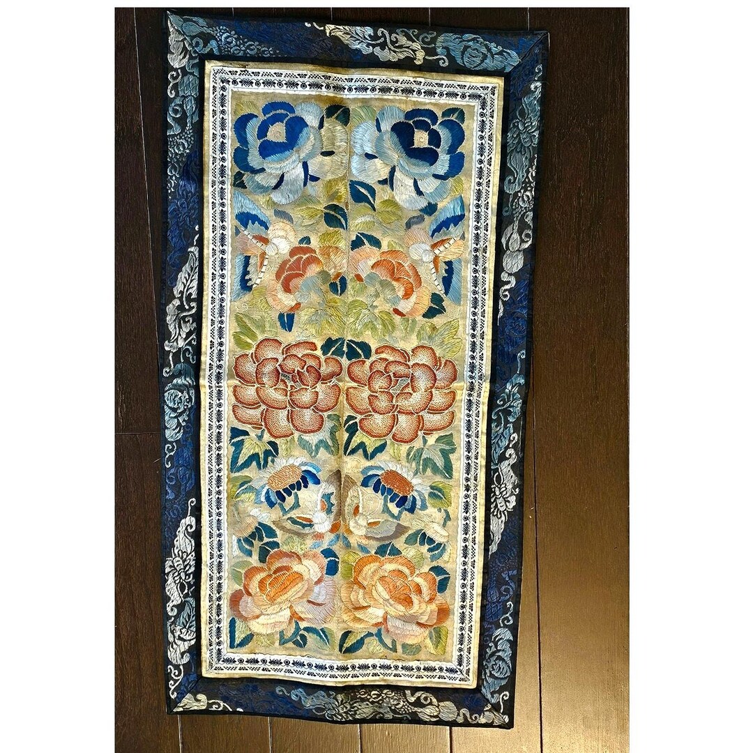Antique Hand Embroidery Silk 1800's Ornate Qing Dynasty Needlepoint ...