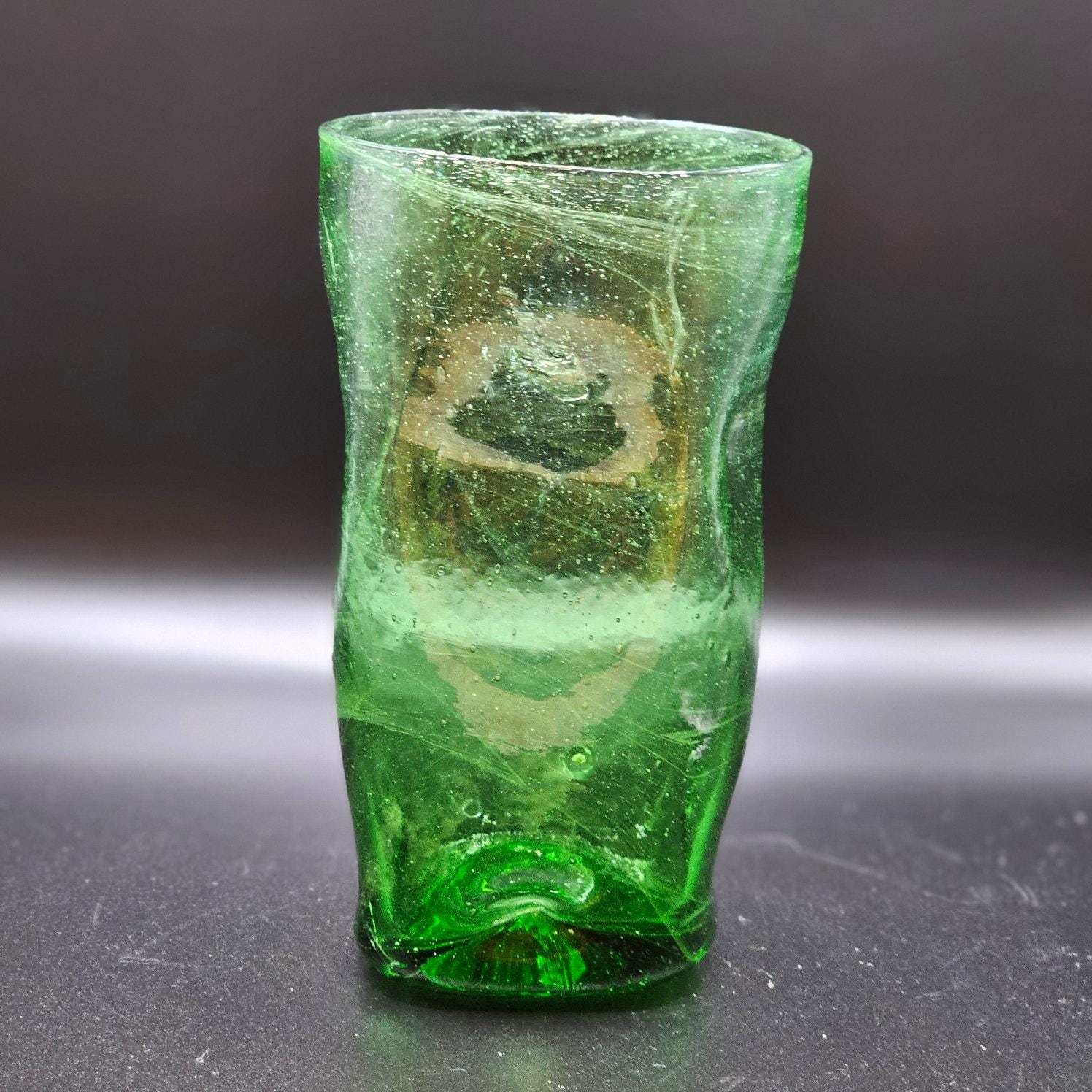 Blenko Type Dimple Glass Tumbler Vase or Drinking Glass - Green - Etsy