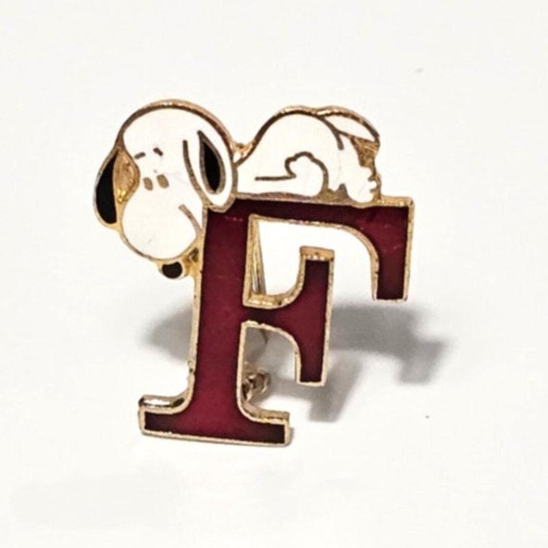 Vintage Snoopy Peanuts Enamel Pin Brooch Letter F Color Red - Etsy