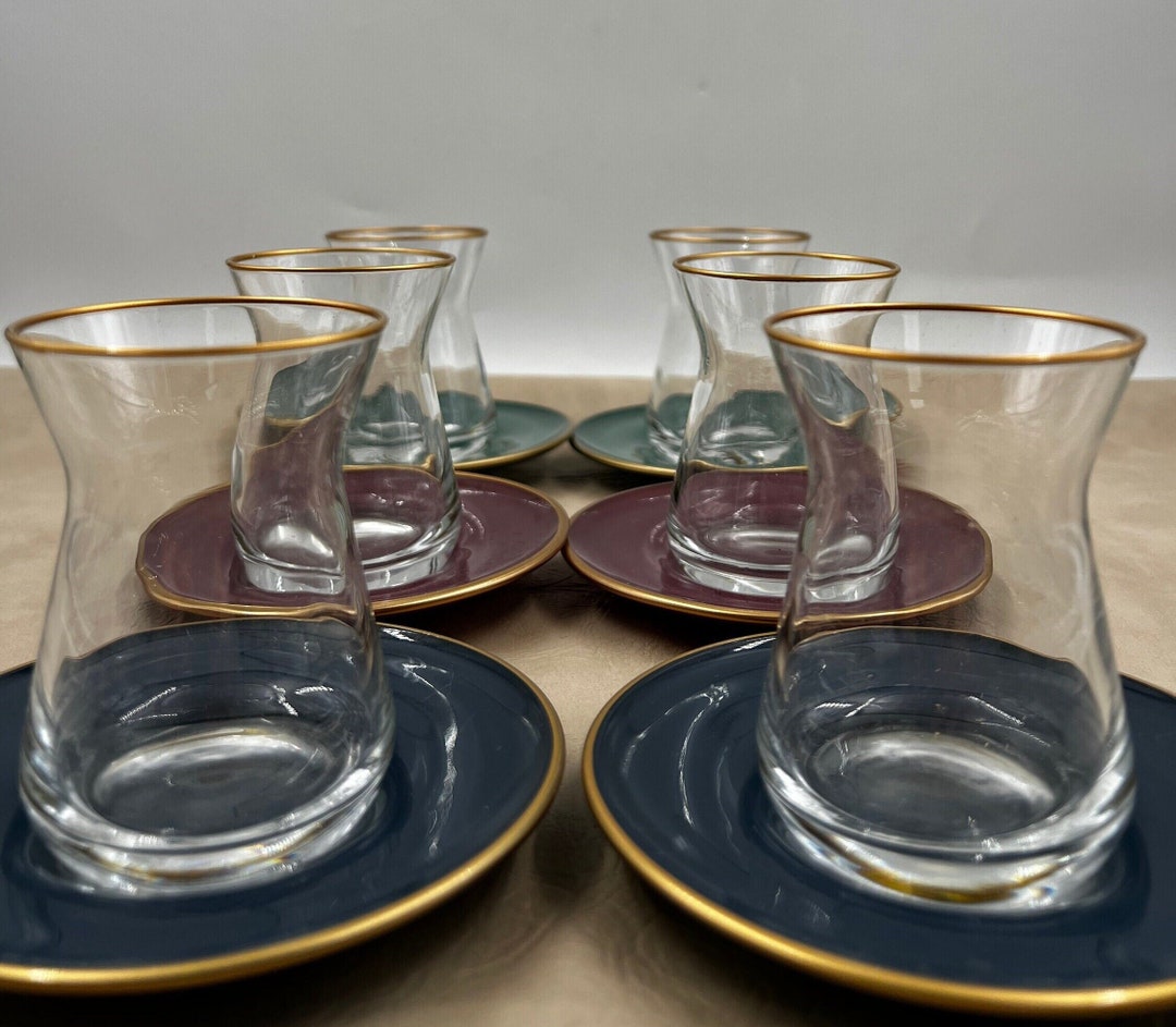 Turkish Tea Cup Set, Glass Tea Set for 6, Herbal Tea Cup Set, Glass ...