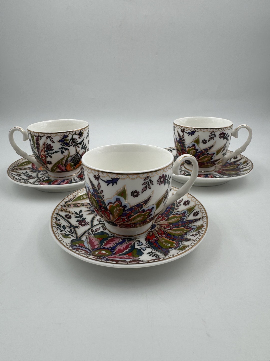 Traditional Turkish Coffee Set, Porcelain Coffee Set, Floral Arabic ...