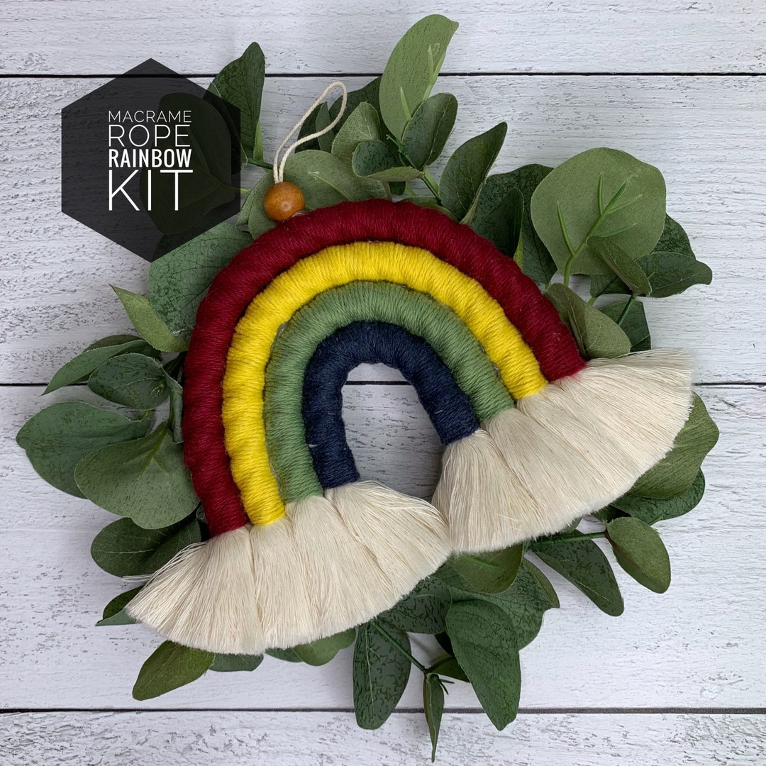 DIY Macrame Rainbow Craft Kit 4 Colors Rope Yarn Wall Hanging - Etsy