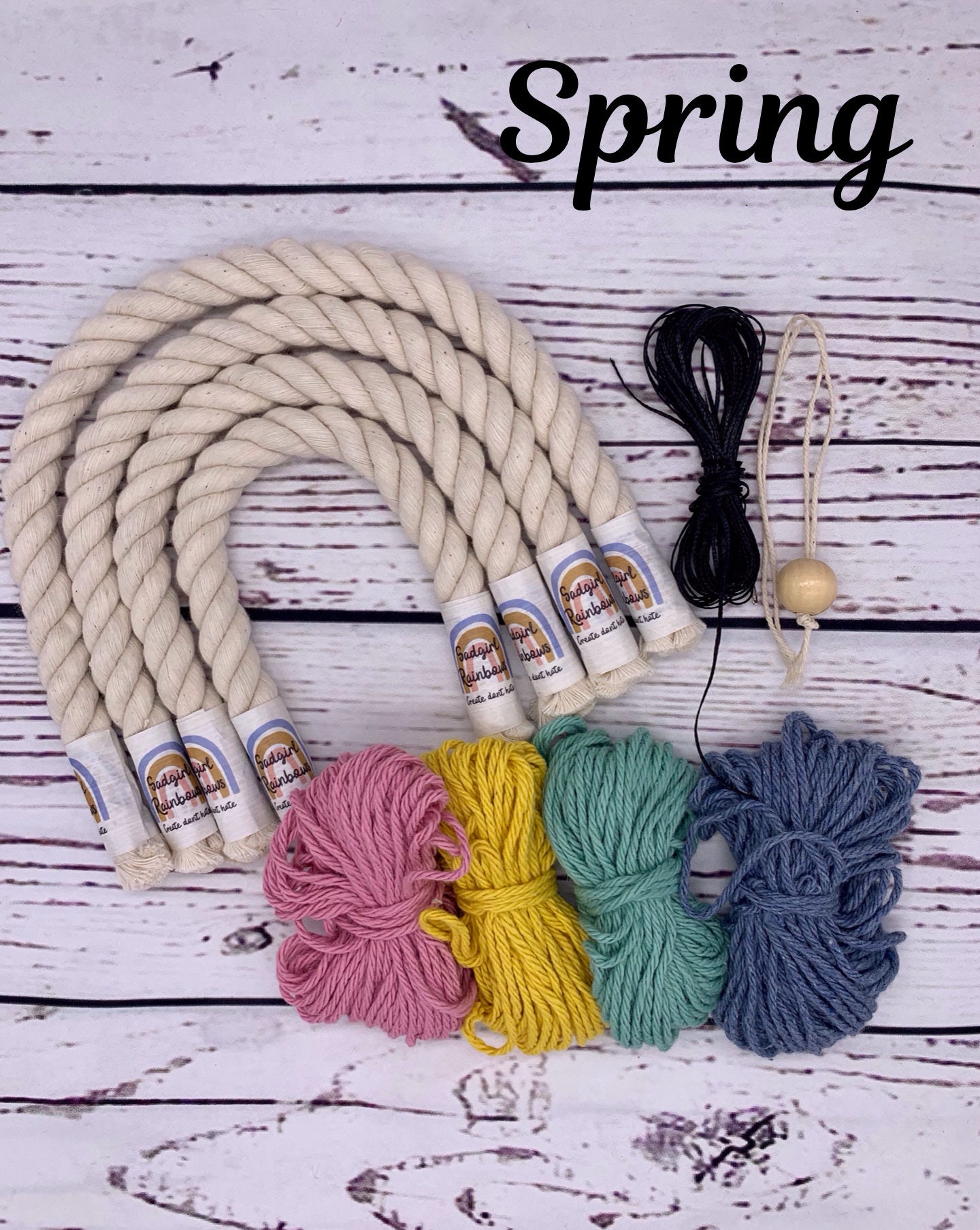 DIY Macrame Rainbow Craft Kit 4 Colors Rope Yarn Wall Hanging - Etsy