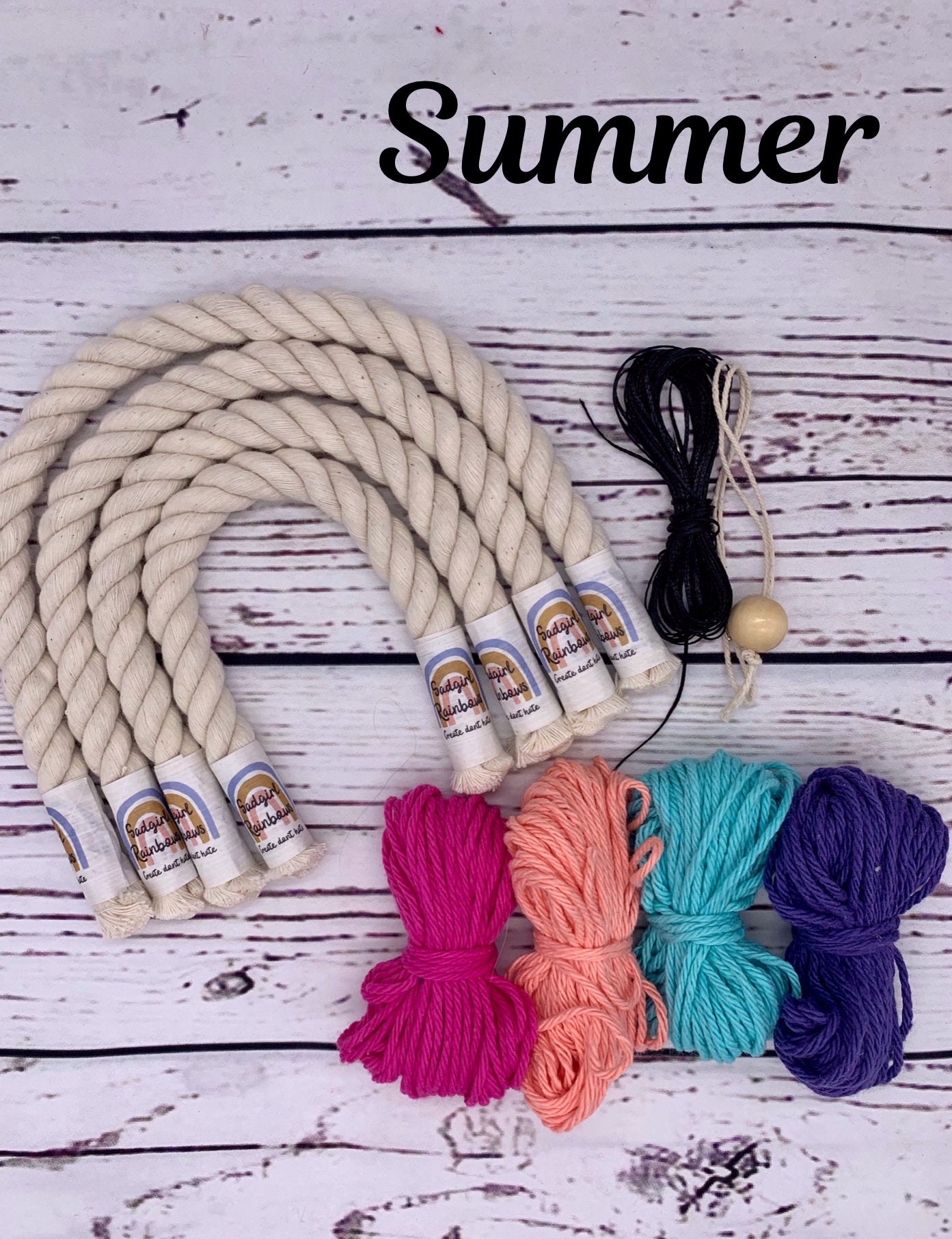 DIY Macrame Rainbow Craft Kit 4 Colors Rope Yarn Wall Hanging - Etsy