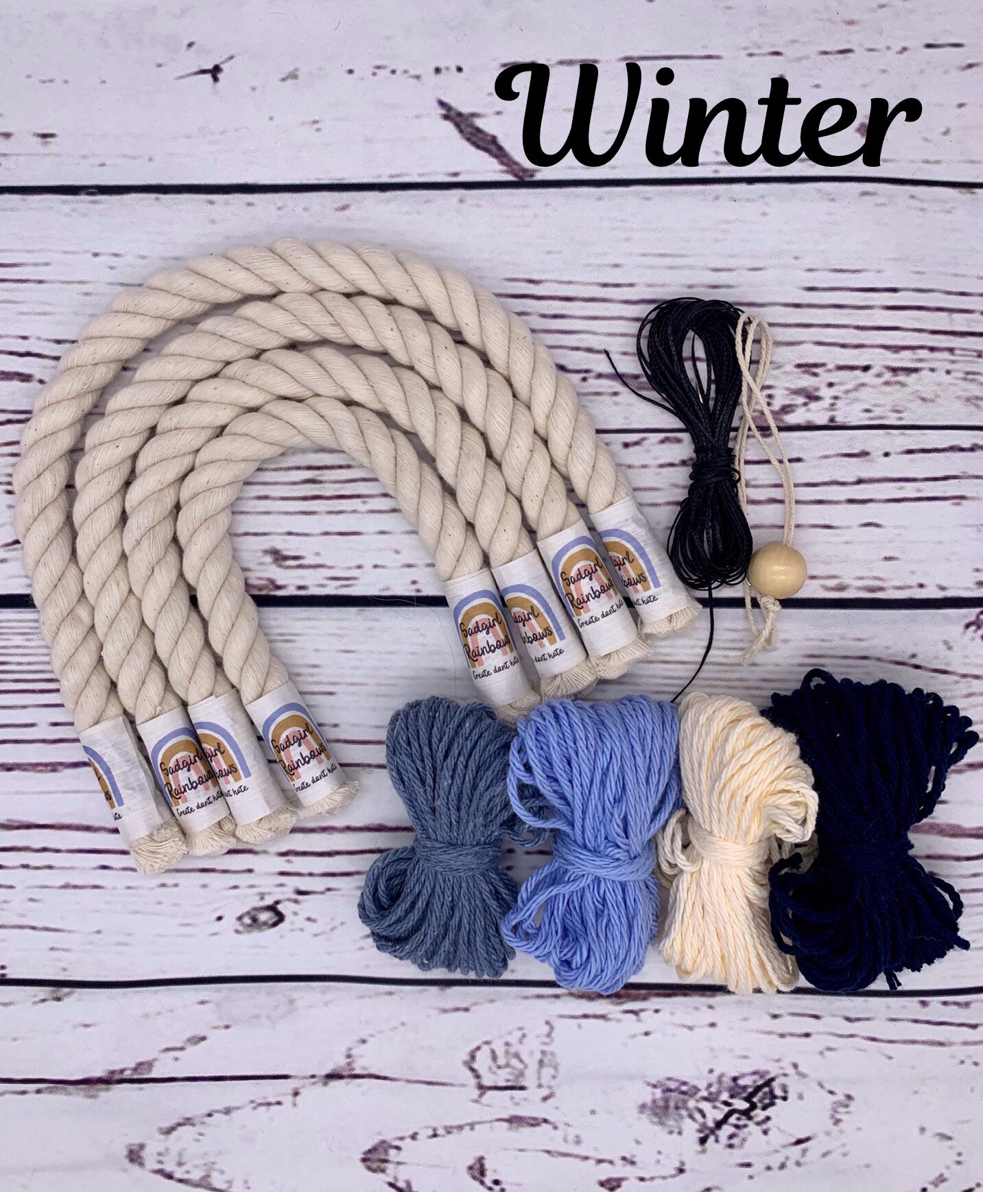 DIY Macrame Rainbow Craft Kit 4 Colors Rope Yarn Wall Hanging - Etsy