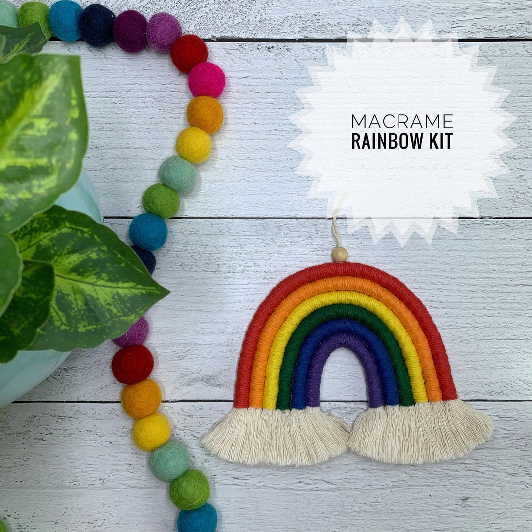 DIY Small Macrame Rainbow Craft Kit 6 Color Classic Wall Hanging Kit ...