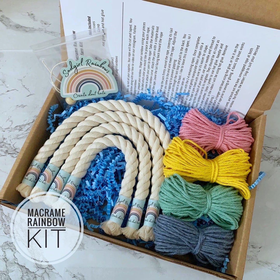 DIY Macrame Rainbow Craft Kit 4 Colors Wall Hanging Kit, Adult Craft ...