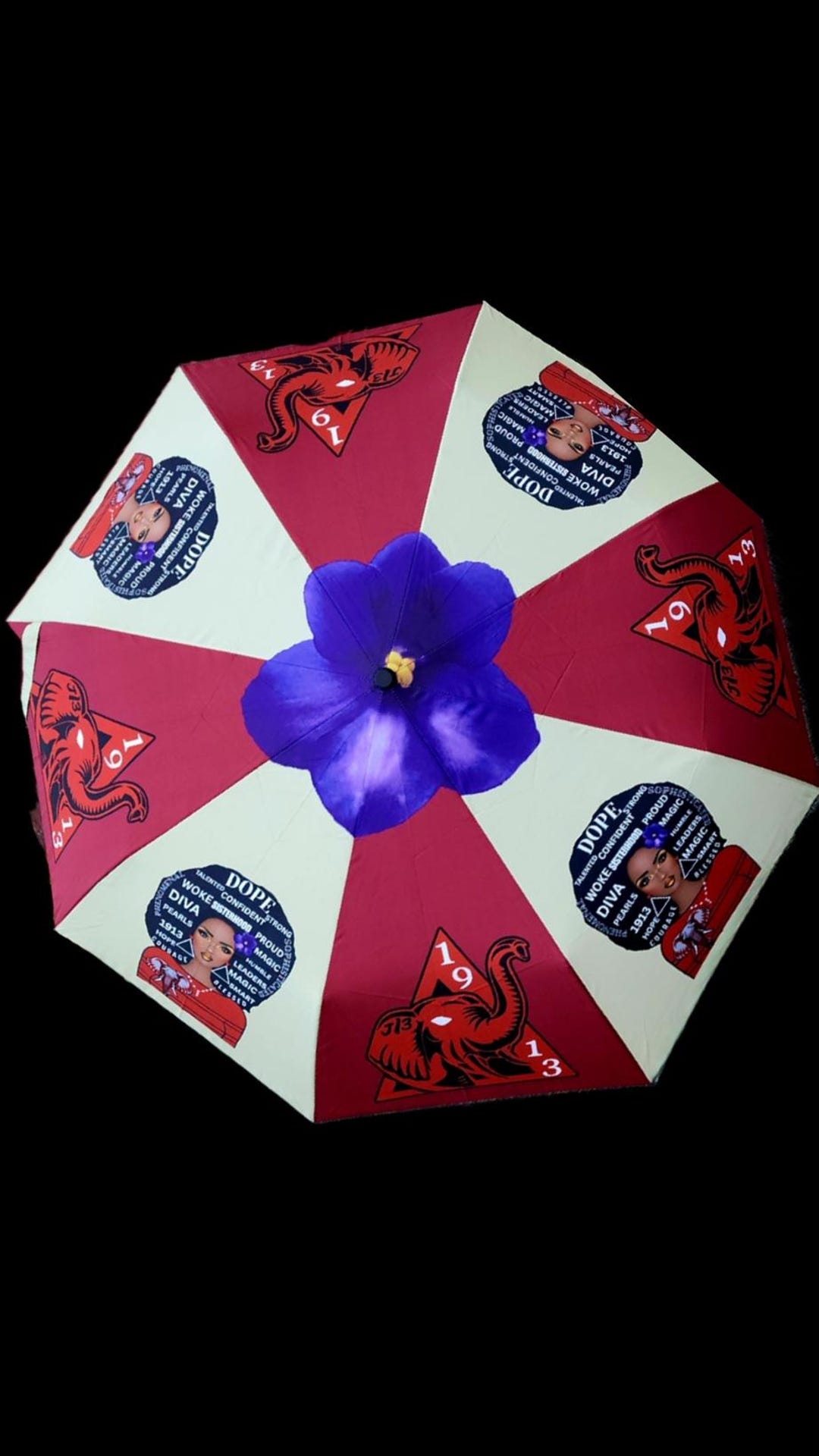 Empowerment Afro Woman Umbrella – Purple Violets & Elephant Pyramid ...