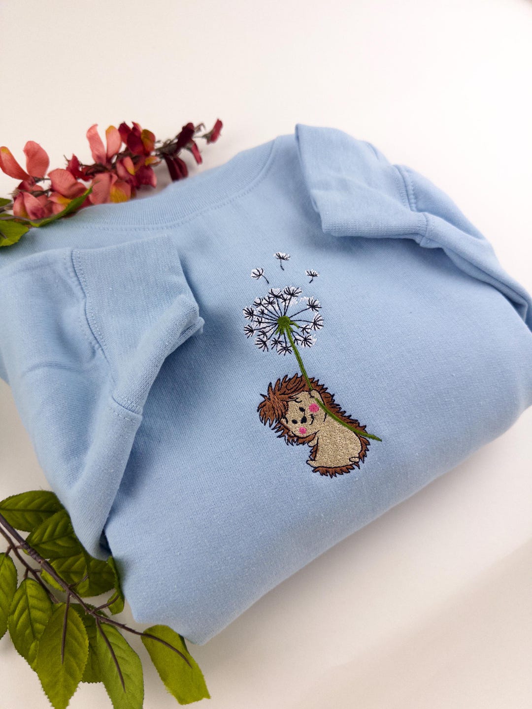 Hedgehog Embroidered Sweatshirt - Dandelion Sweatshirt - Etsy